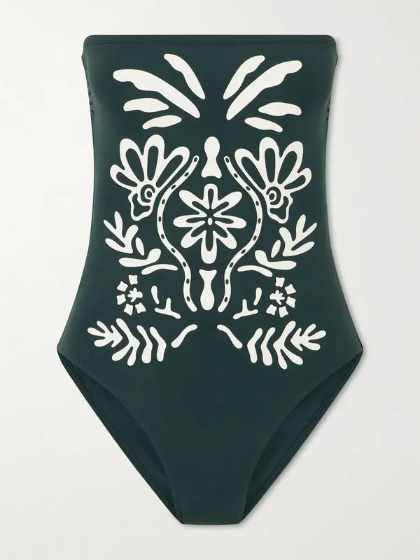 ERES Printed Strapless Swimsuit - Green
