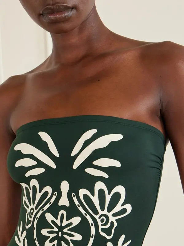ERES Printed Strapless Swimsuit - Green