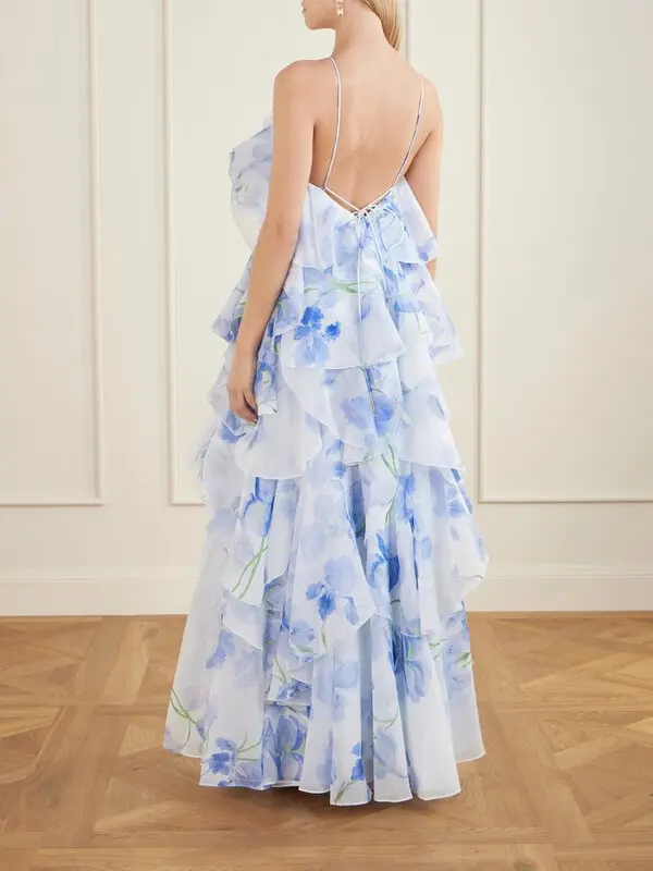 Aje Appliquéd Ruffled Organza Gown - Blue