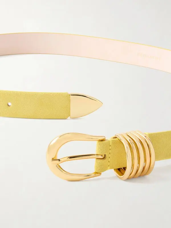 DEHANCHE Hollyhock Suede Belt With Gold Tone Buckle - Yellow