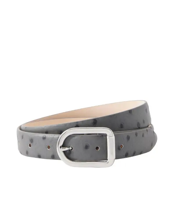 DEHANCHE Mija Ostrich Leather Belt - Gray
