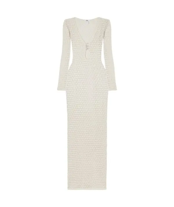 SARA CRISTINA Marina Pearl-embellished Crocheted Cotton Coverup - Neutrals