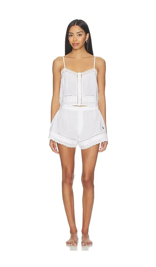 Polo Ralph Lauren Polo Sleep Cami Short Set In White - White Cloud