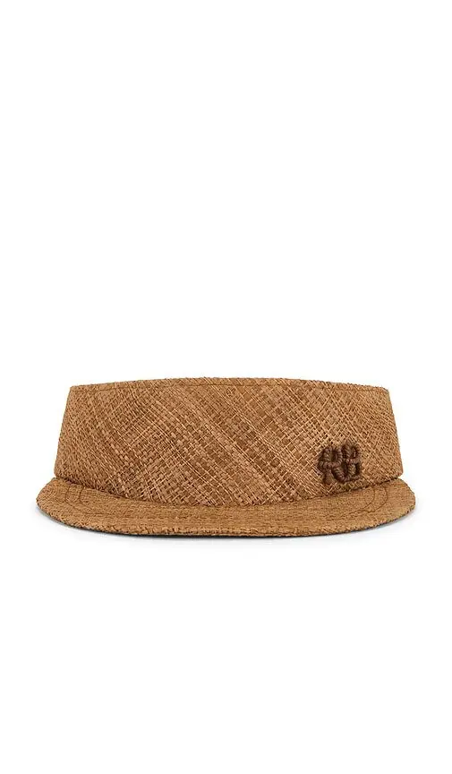Ruslan Baginskiy Monogram-embellished Straw Visor - Brown