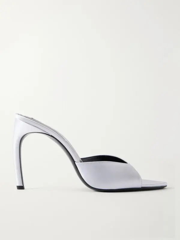 Victoria Beckham Harlow Satin Mules - Silver