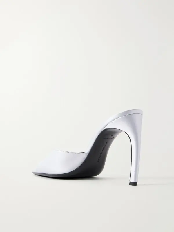 Victoria Beckham Harlow Satin Mules - Silver