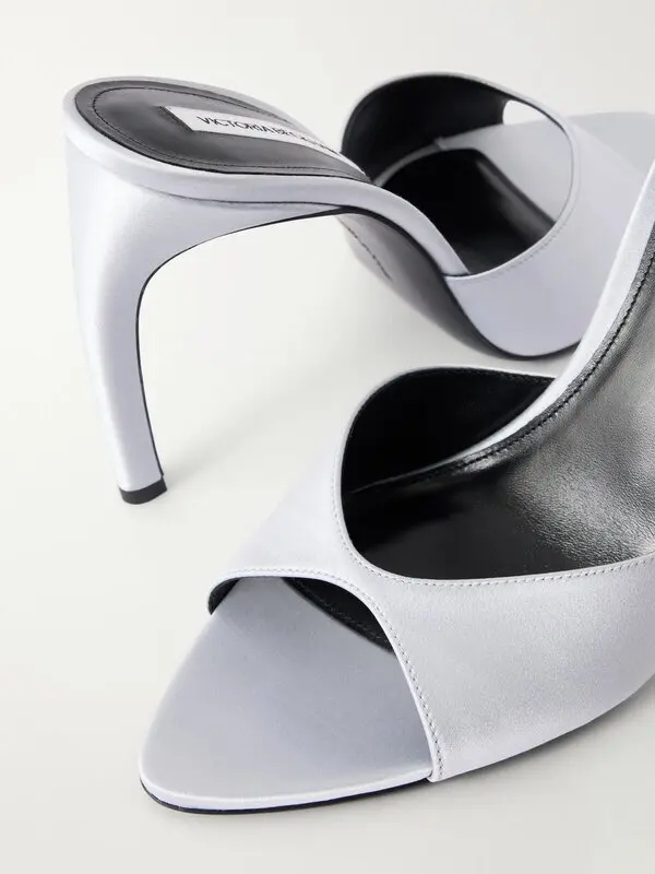 Victoria Beckham Harlow Satin Mules - Silver