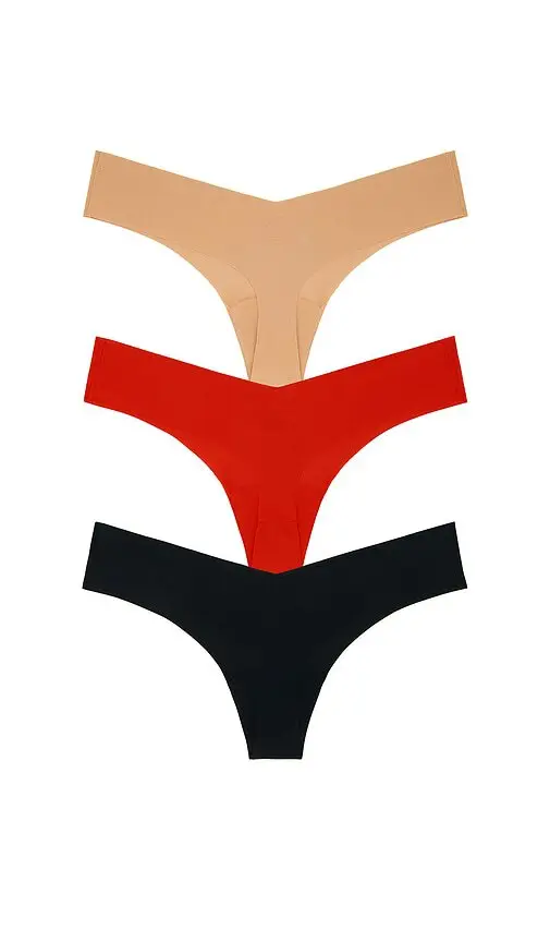 Commando Classic Thong 3-pack In Red,black - Multi