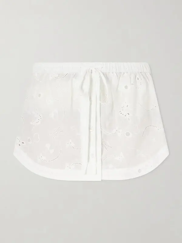 Kiki De Montparnasse Simone Broderie Anglaise Cotton Mini Skirt - Neutrals