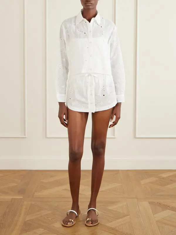 Kiki De Montparnasse Simone Broderie Anglaise Cotton Mini Skirt - Neutrals