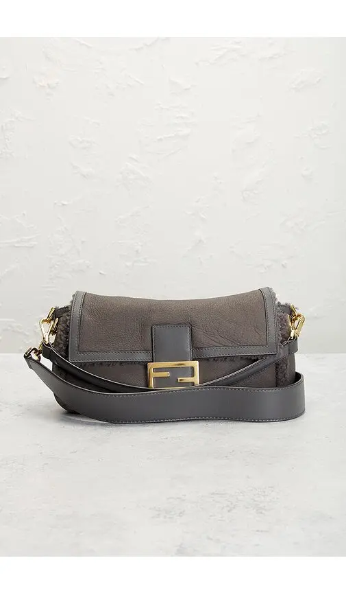 Undefined Fendi Shearling Baguette Shoulder Bag
