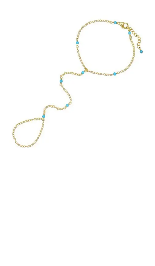 NAIIA Josie Turquoise Hand Chain In Metallic Gold - Gold & Turquoise