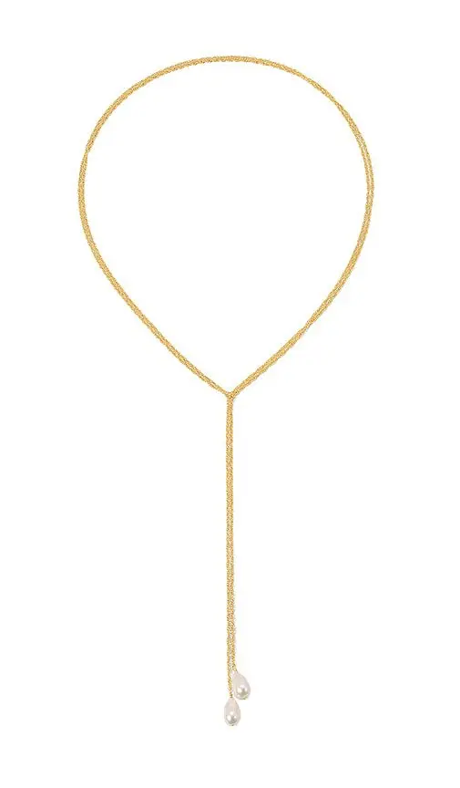 NAIIA X Baroque Pearl Lariat Necklace - Gold & Pearl