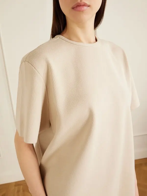 THE FRANKIE SHOP Leni Ribbed-knit T-shirt - Neutrals
