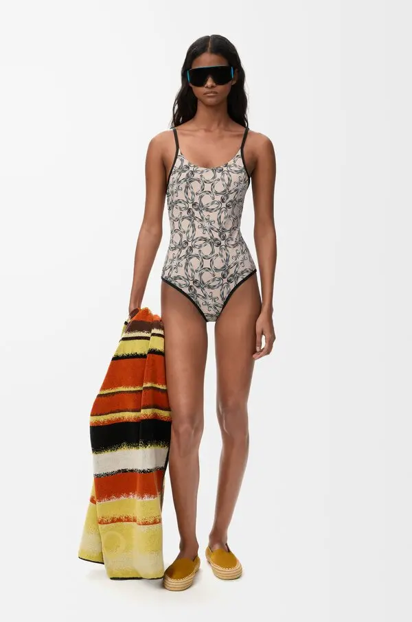 Loewe Swimsuit In Technical Jersey - Beige/black