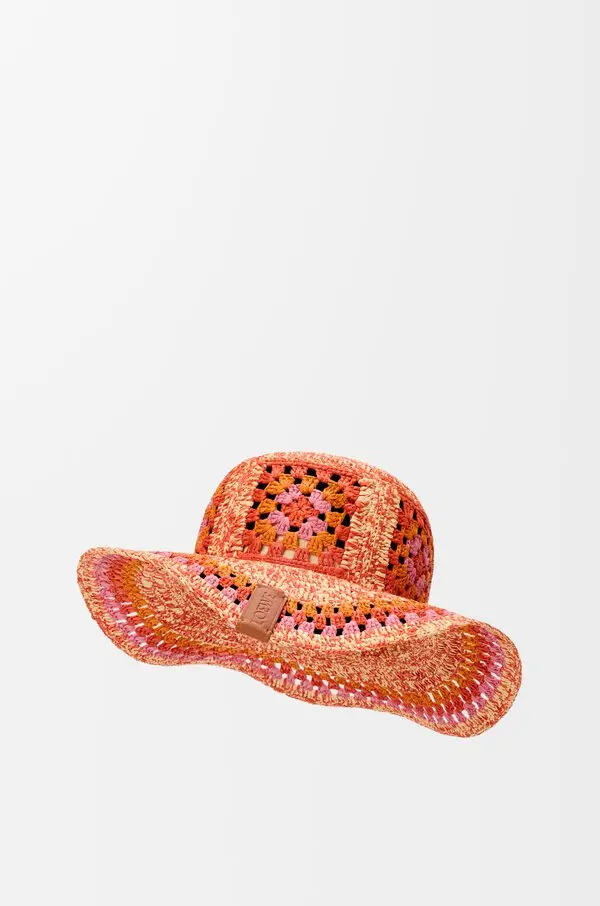 Loewe Raffia Fisherman Hat - Bright Orange/pink