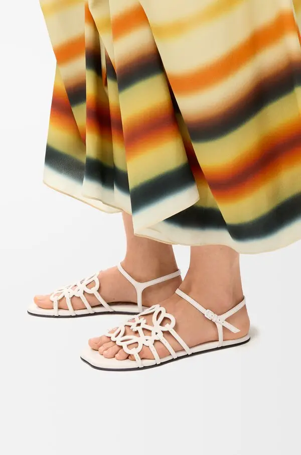 Loewe Petal Anagram Leather Sandals - White