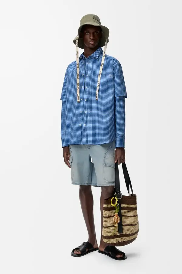 Loewe Cargo Shorts In Denim - Washed Blue