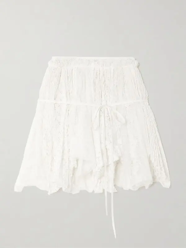JW Anderson Asymmetric Tie-detailed Lace Mini Skirt - White