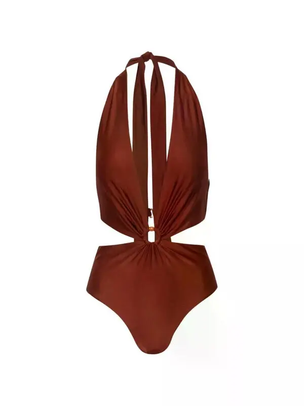 BAOBAB V-neck One-piece Swimsuit With Ring Detail - Red