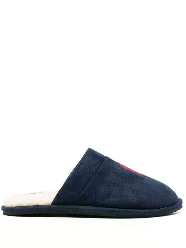 Polo Ralph Lauren Embroidered Logo Slippers - Blue