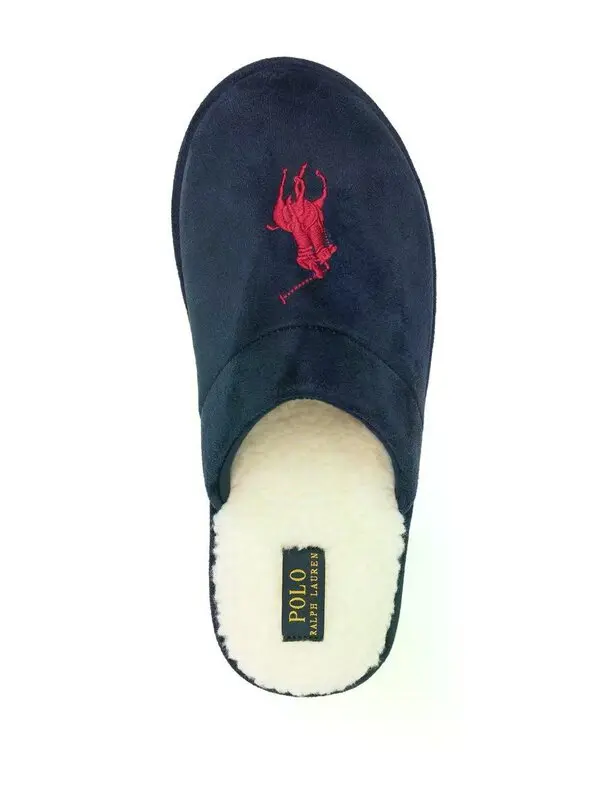 Polo Ralph Lauren Embroidered Logo Slippers - Blue