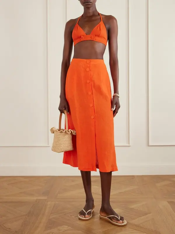 ERES Amusante Linen Midi Skirt - Orange