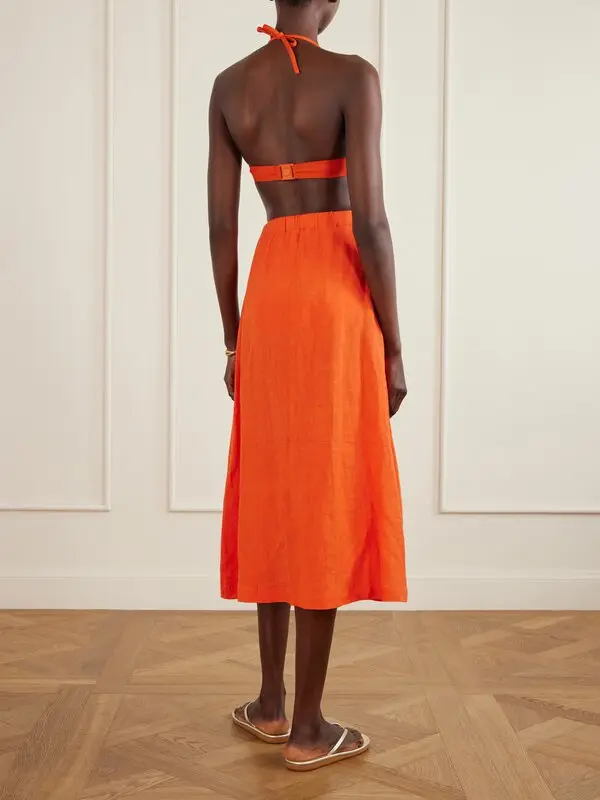 ERES Amusante Linen Midi Skirt - Orange