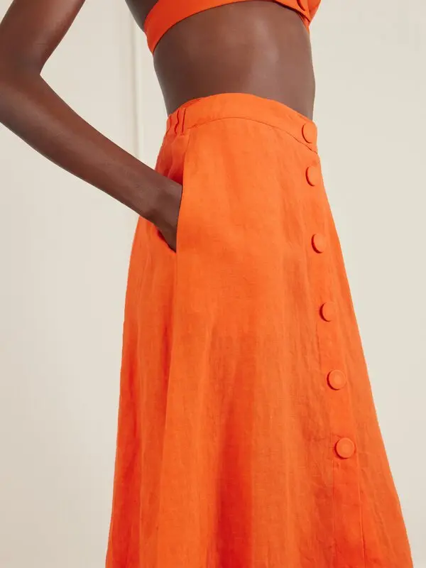 ERES Amusante Linen Midi Skirt - Orange