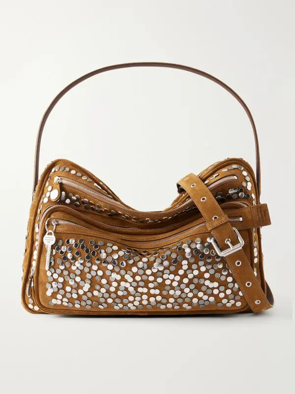 Acne Studios Embellished Suede Shoulder Bag