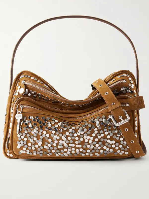 Acne Studios Embellished Suede Shoulder Bag
