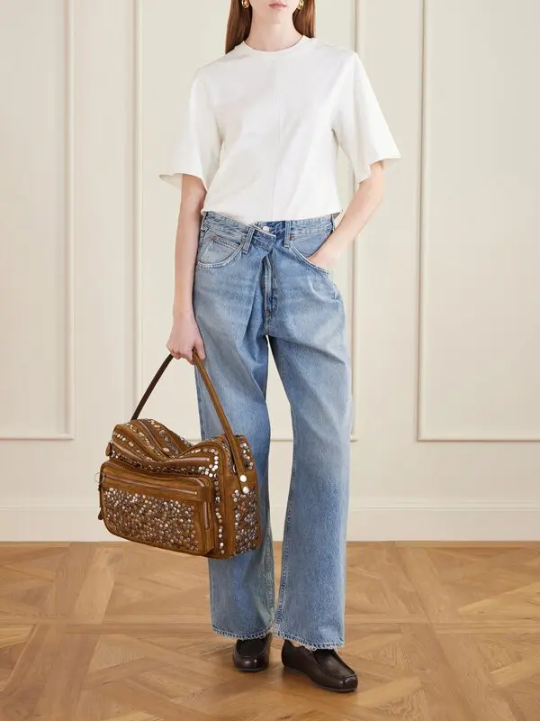 Acne Studios Embellished Suede Shoulder Bag