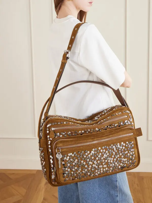 Acne Studios Embellished Suede Shoulder Bag