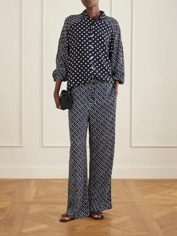 DONDE ESTEBAN Estrellitas Y Olas Printed Straight-leg Pants
