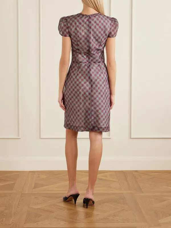 SHUSHU/TONG Gingham Lace-trimmed Linen Mini Dress