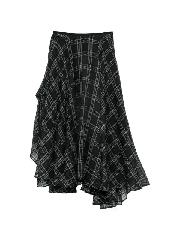 MARC LE BIHAN Check-pattern Asymmetric Skirt