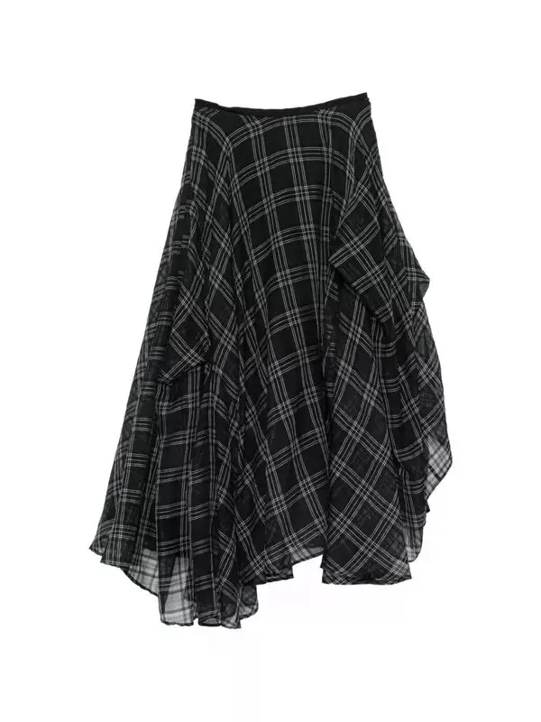 MARC LE BIHAN Check-pattern Asymmetric Skirt
