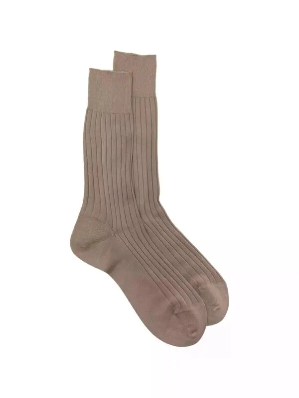 Zegna Ribbed Mid-calf Socks - Neutrals