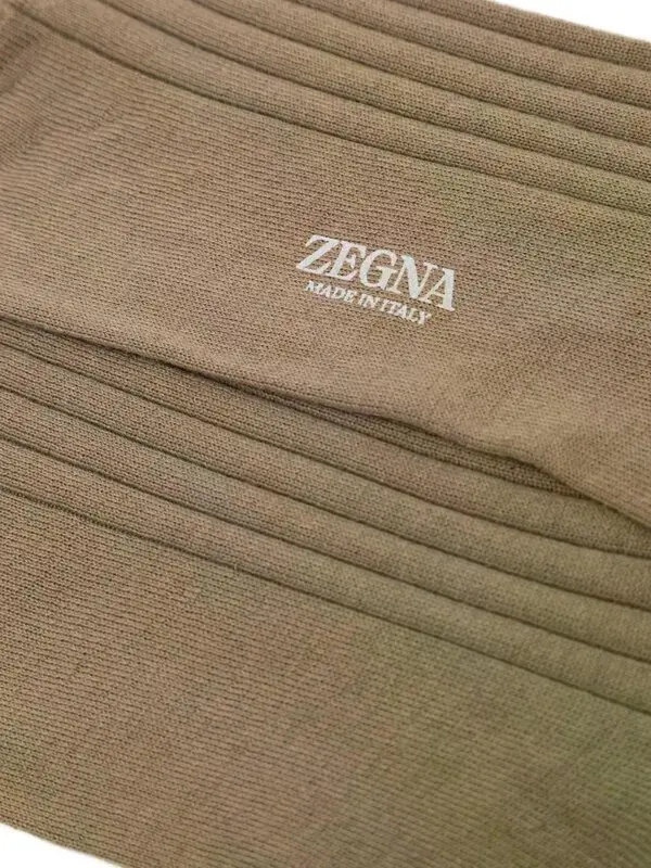 Zegna Logo-print Mid-calf Socks - Neutrals
