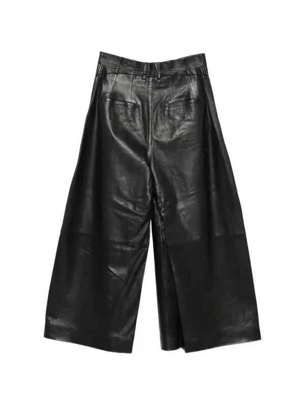 Isabel Benenato Leather Drawstring Wide-leg Trousers