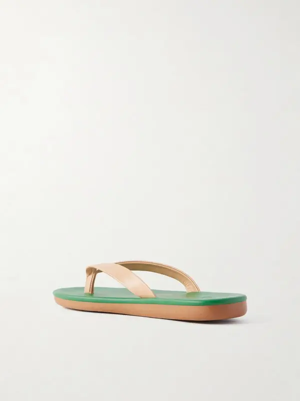 ANCIENT GREEK SANDALS Saionara Leather Flip Flops - Green