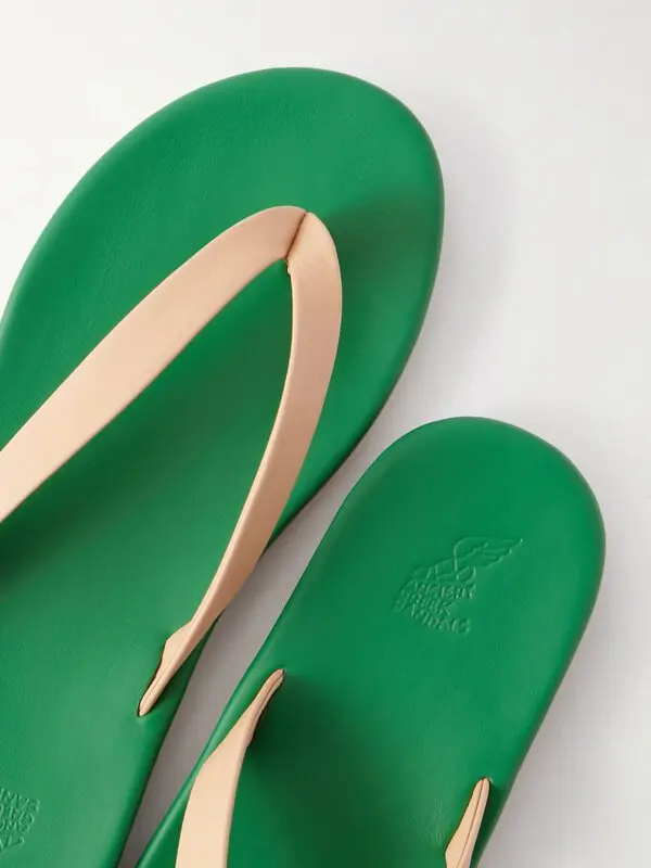 ANCIENT GREEK SANDALS Saionara Leather Flip Flops - Green