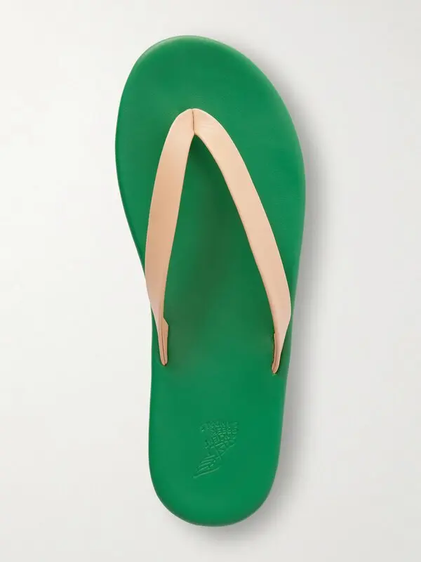 ANCIENT GREEK SANDALS Saionara Leather Flip Flops - Green