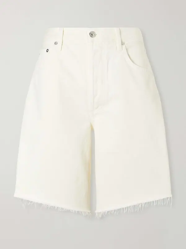 Citizens Of Humanity Ayla Frayed Denim Shorts - Cream