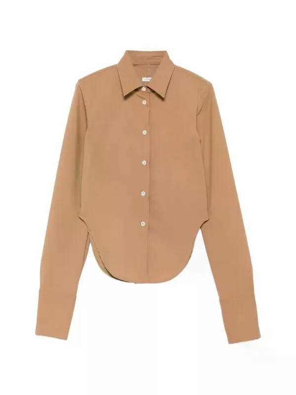 COVERT Long-sleeve Shirt With Curved Hem - Brown