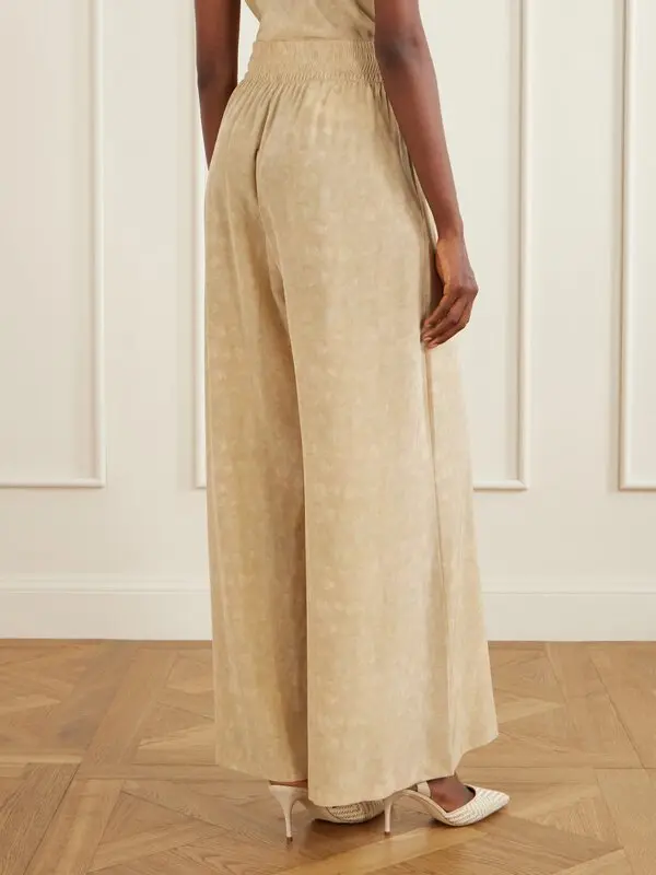 CORTANA Ada Printed Silk-satin Wide-leg Pants
