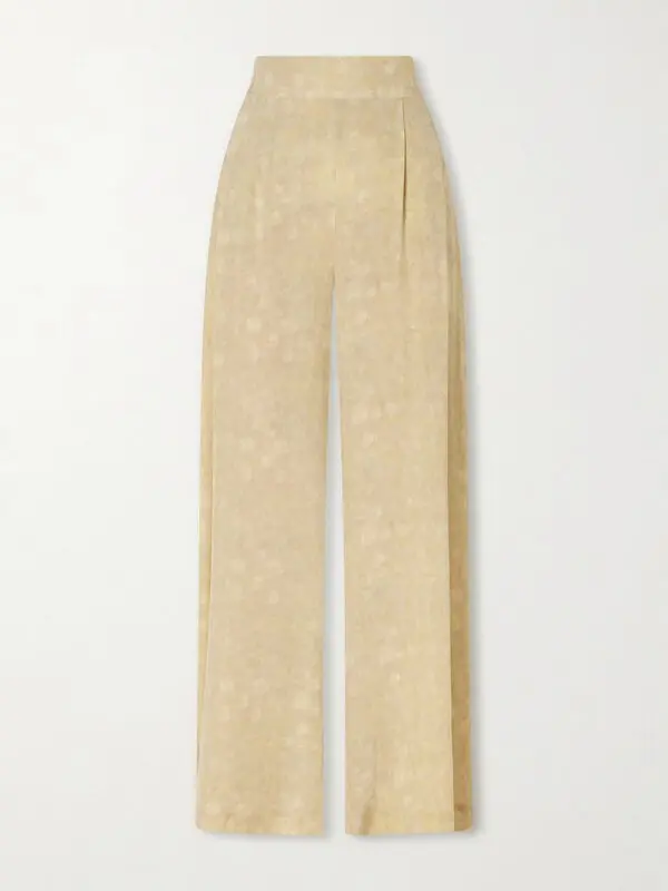 CORTANA Ada Printed Silk-satin Wide-leg Pants
