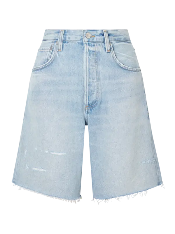 Citizens Of Humanity Ayla Frayed Denim Shorts - Blue