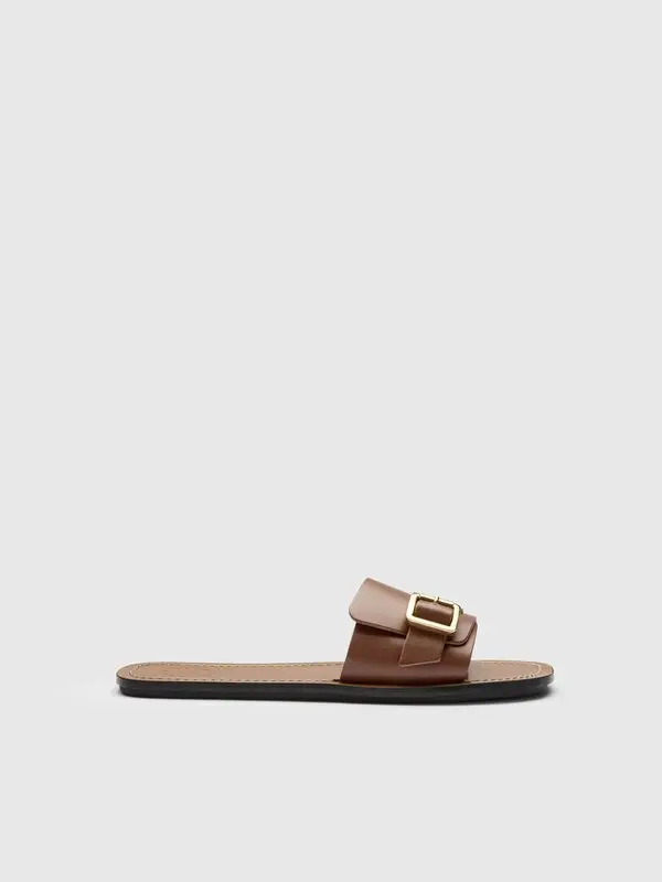 ATP ATELIER Velturno Leather Flat Sandals - Cannella