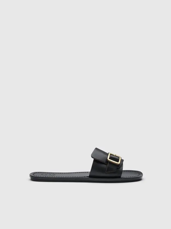 ATP ATELIER Velturno Leather Flat Sandals - Black